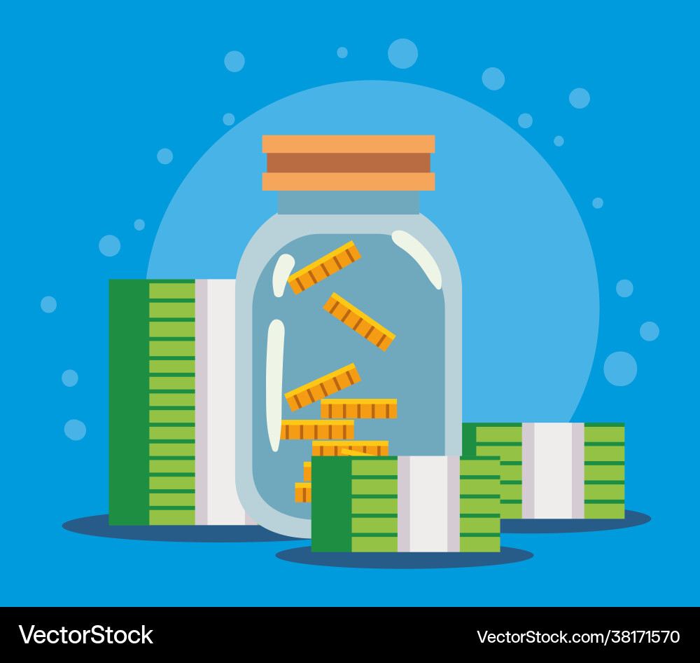 Money and pile bills Royalty Free Vector Image