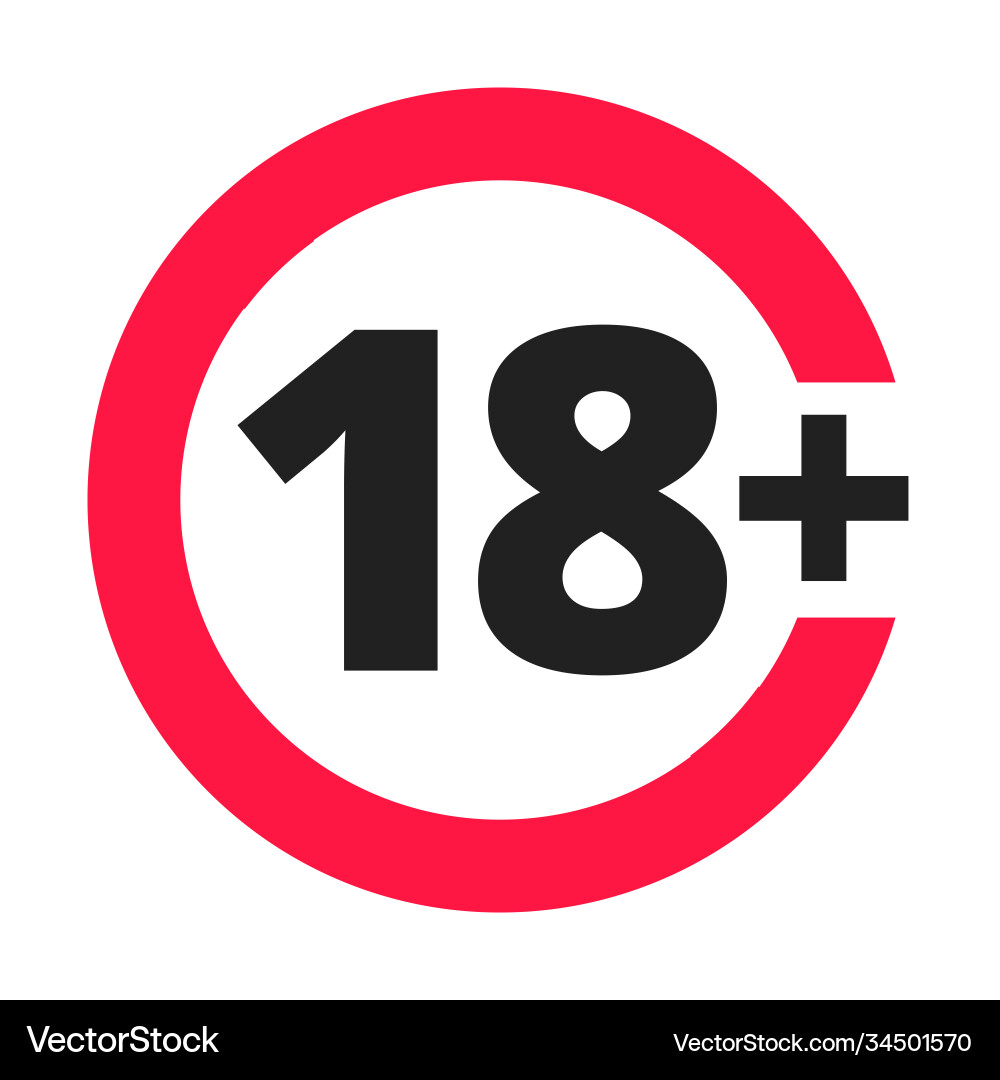 Over 18 forbidden round icon sign Royalty Free Vector Image