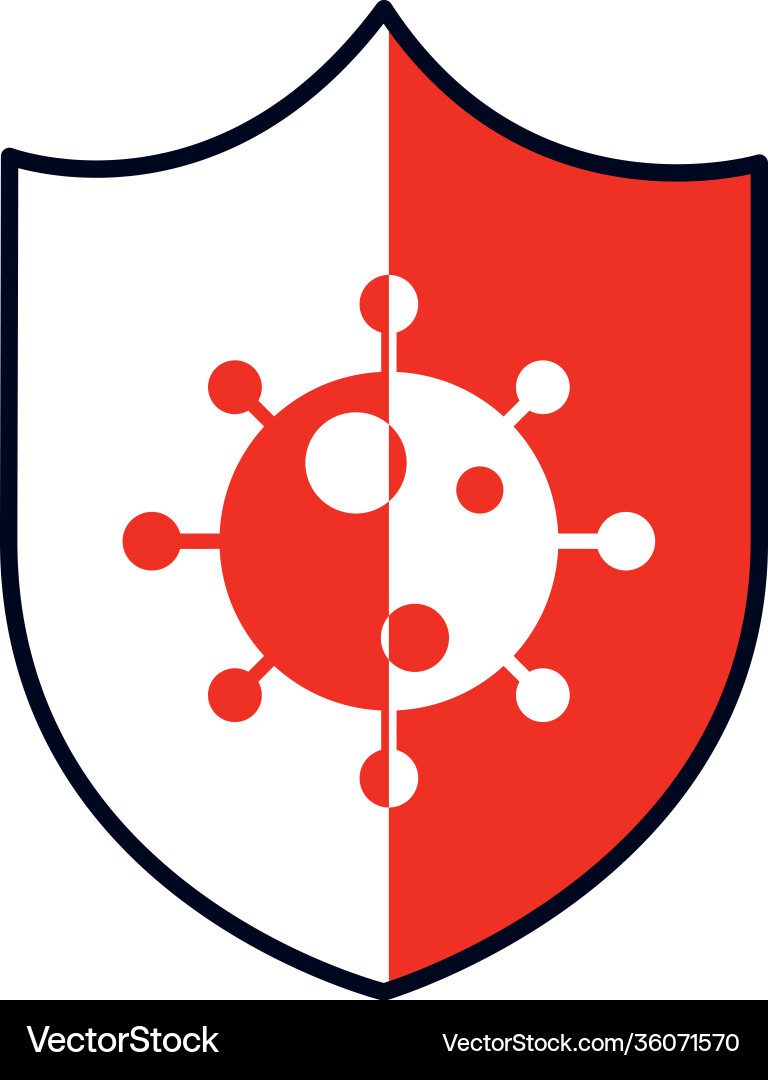 Shield with coronavirus symbol icon colorful Vector Image