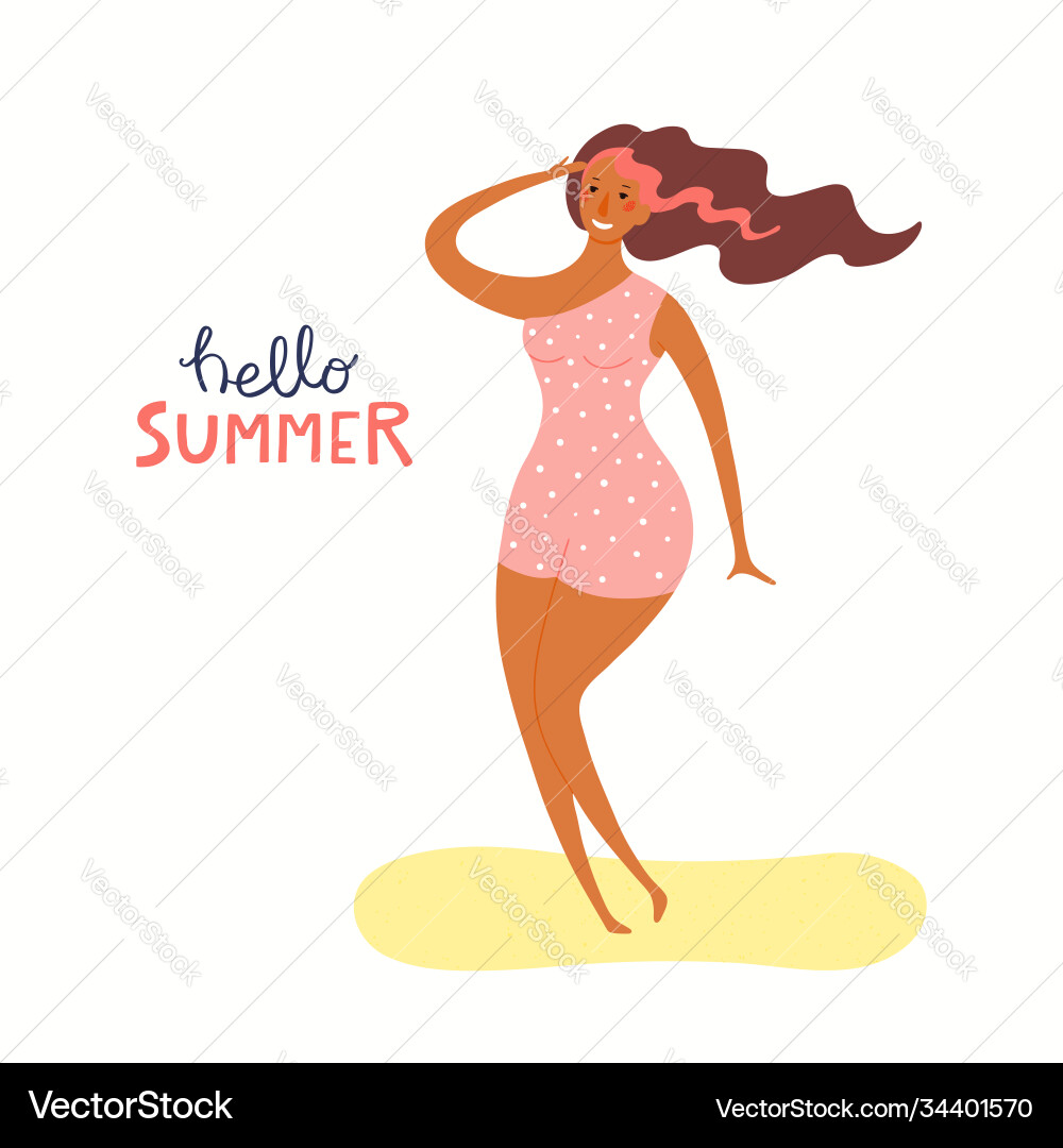 Woman on beach Royalty Free Vector Image - VectorStock