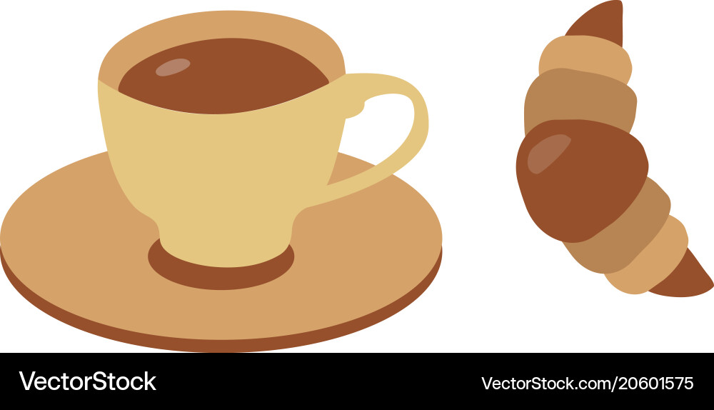 Coffee and croissant icons Royalty Free Vector Image
