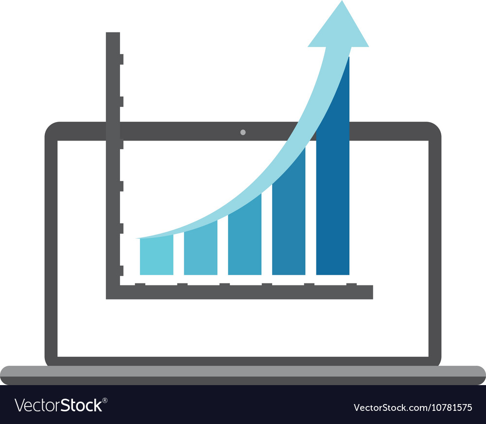 Computer and graph chart icon Royalty Free Vector Image
