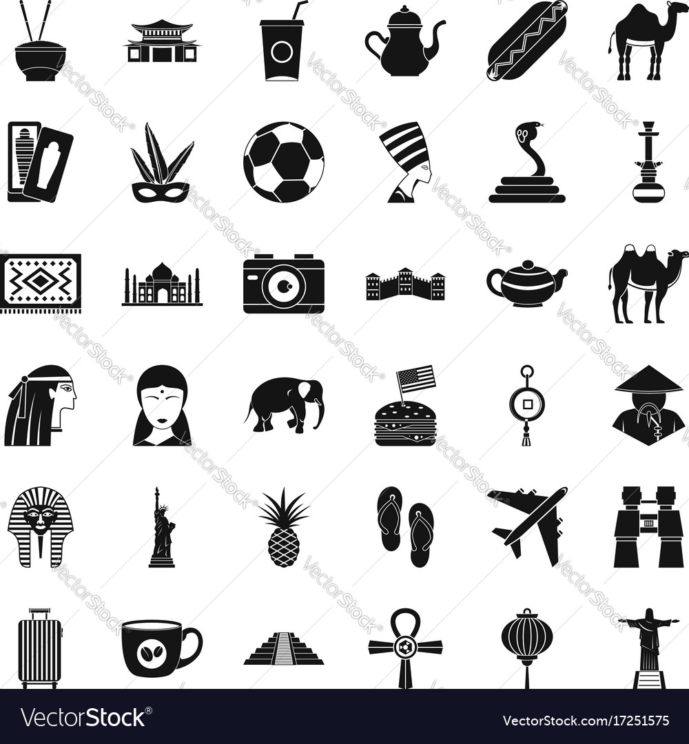 Country icons set simple style Royalty Free Vector Image