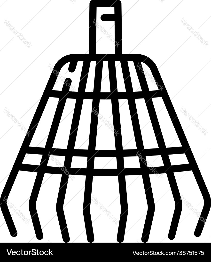 Gardening leaf rake icon outline style Royalty Free Vector
