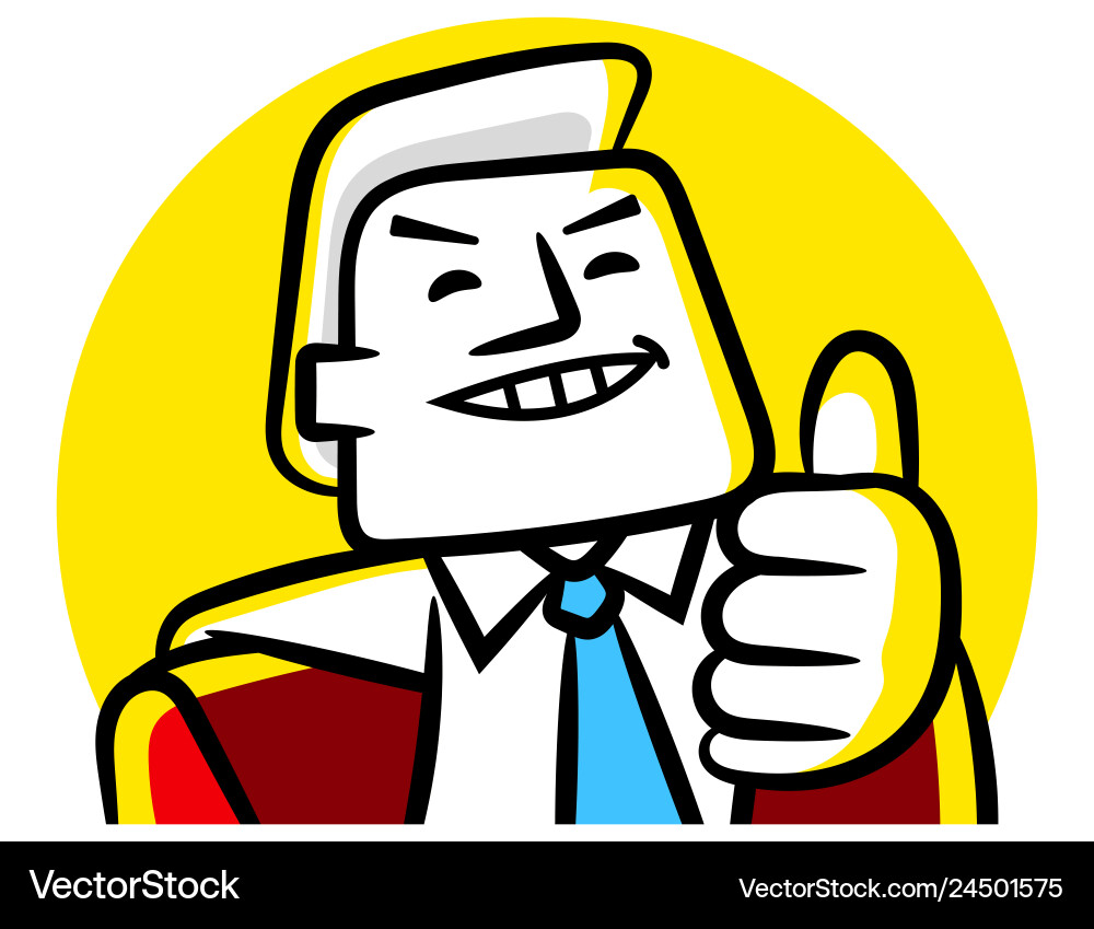 Great sign white man cartoon Royalty Free Vector Image