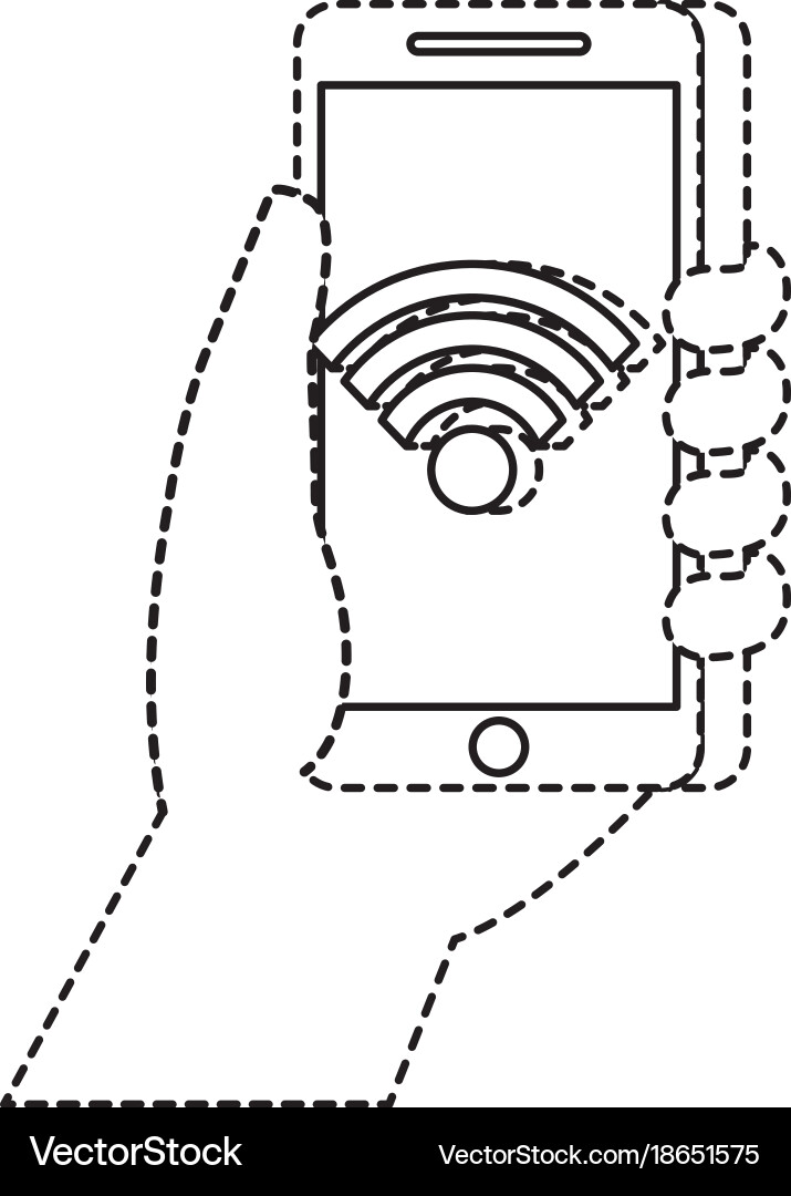 Hand holding smartphone with wifi internet Vector Image