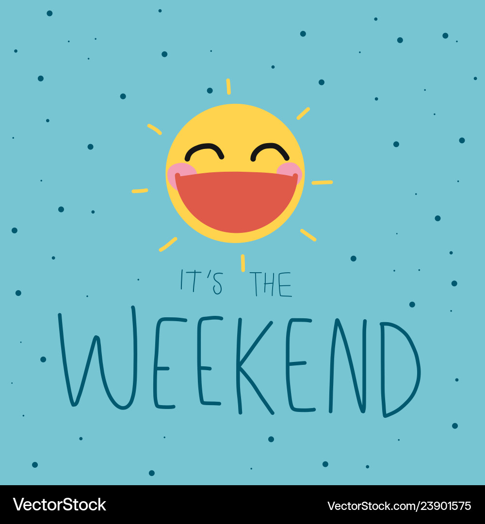 It is weekend cute sun smile polka dot background Vector Image