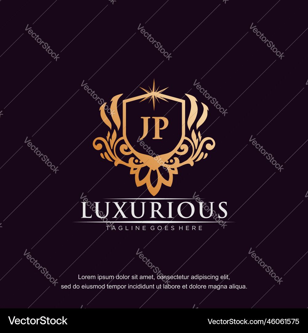 Jp initial letter luxury ornament gold monogram Vector Image