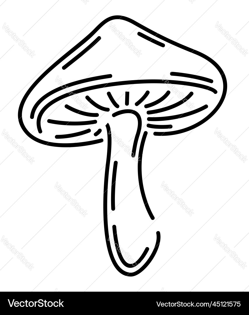 Line art with black isolated linear mushroom Vector Image