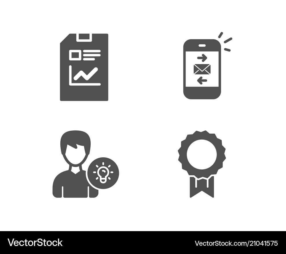 Mail report document and person idea icons Vector Image
