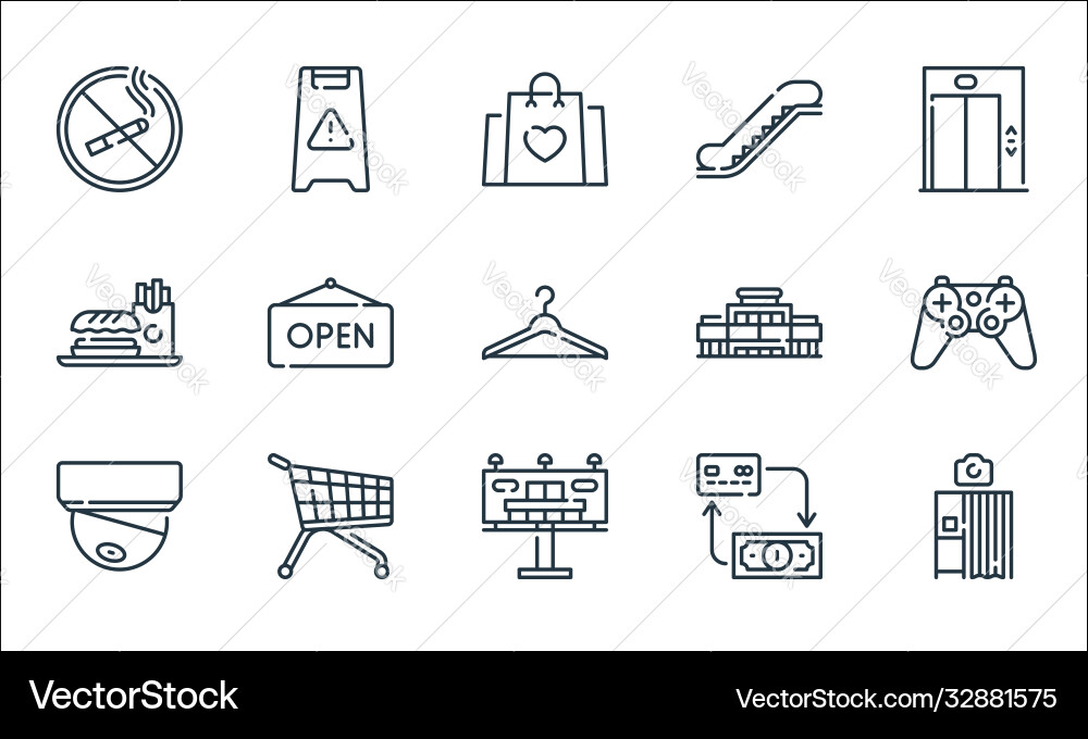 Mall line icons linear set quality line set Vector Image