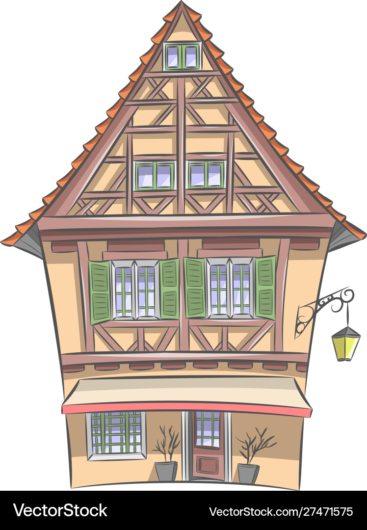 Old half-timbered house in colmar Royalty Free Vector Image