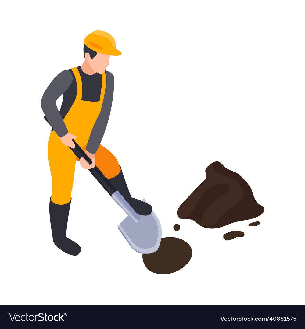 Road builder digging composition Royalty Free Vector Image