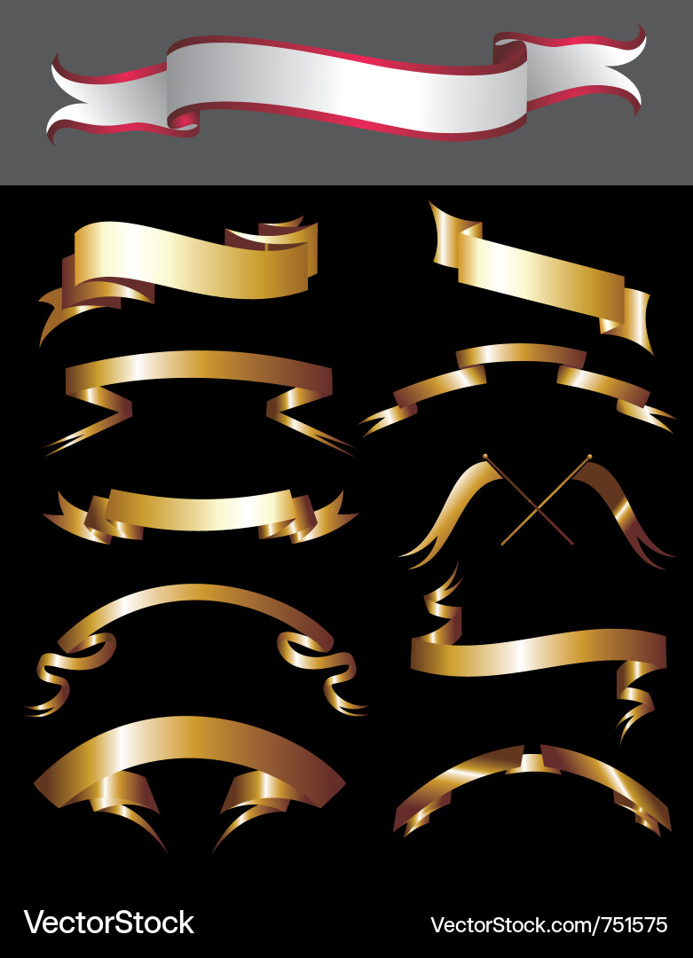 Set of curled ribbons Royalty Free Vector Image