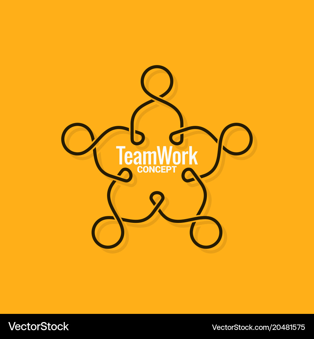 Teamwork logo business line concept on yellow Vector Image