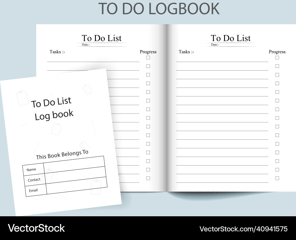 To do list logbook kdp interior tasklist line art Vector Image
