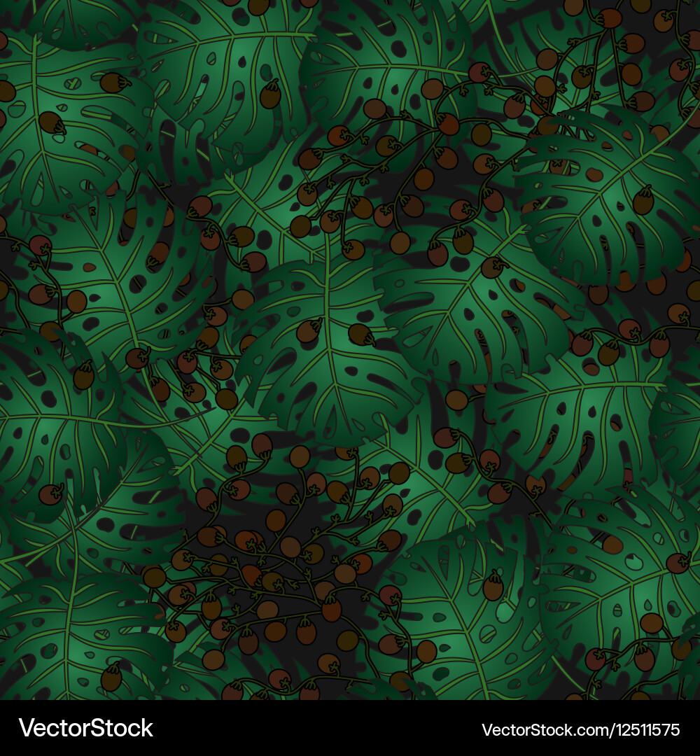Tropical island seamless pattern palm leaves Vector Image