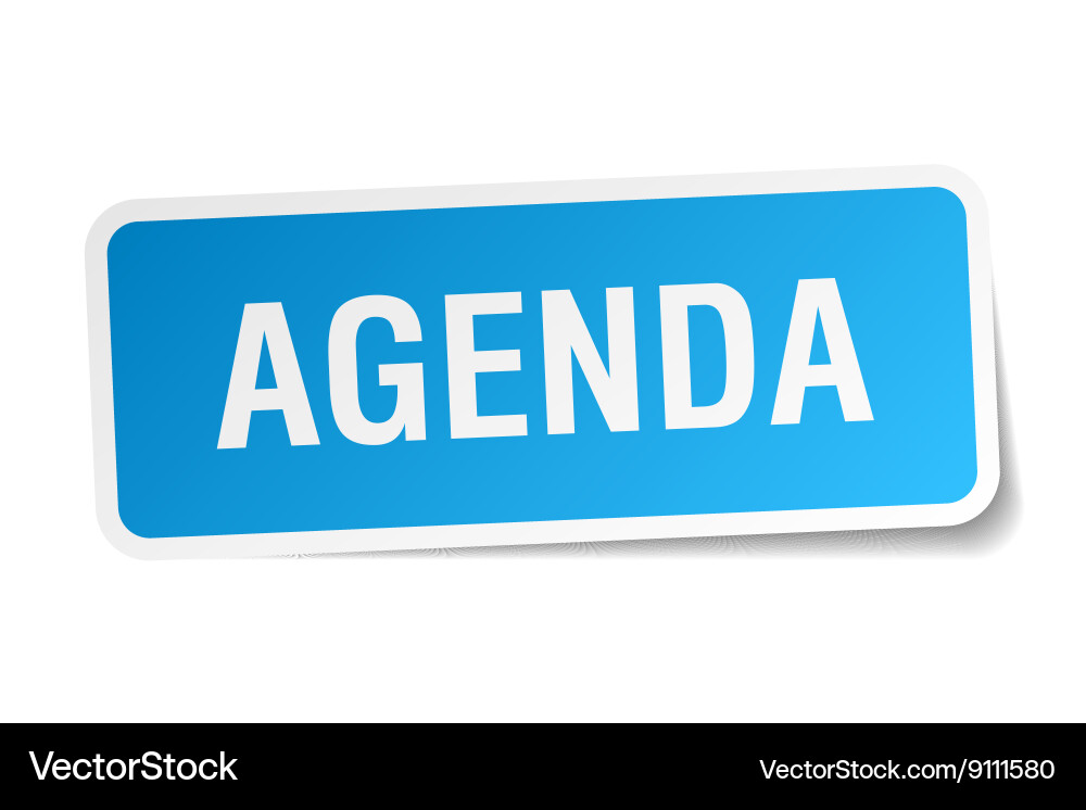 Agenda blue square sticker isolated on white Vector Image