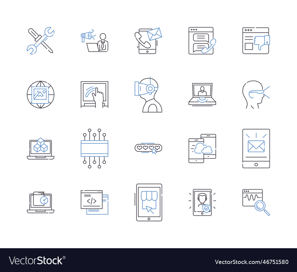 Apps And Hardware Outline Icons Collection App Vector Image