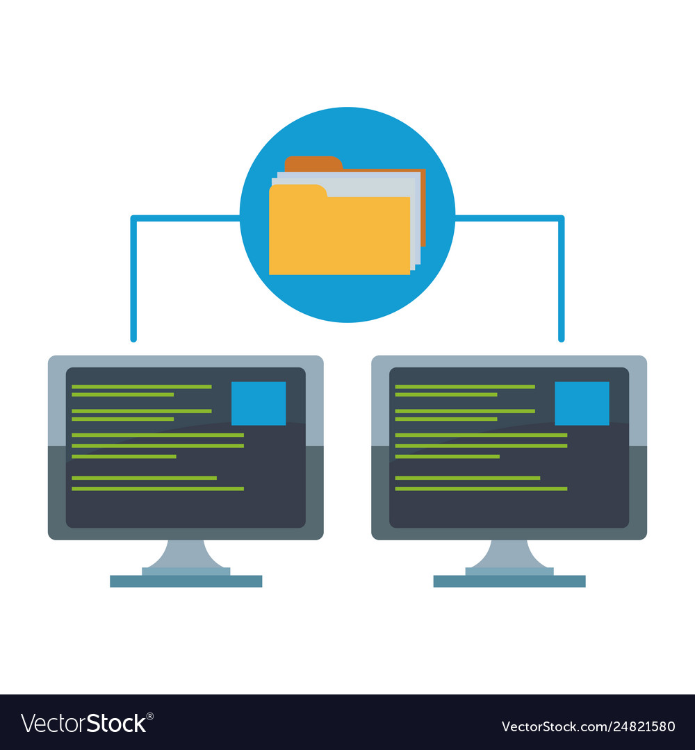 Computer and database Royalty Free Vector Image