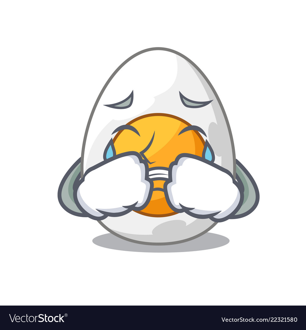Crying Peeled Boiled Egg On Mascot Cartoon Vector Image