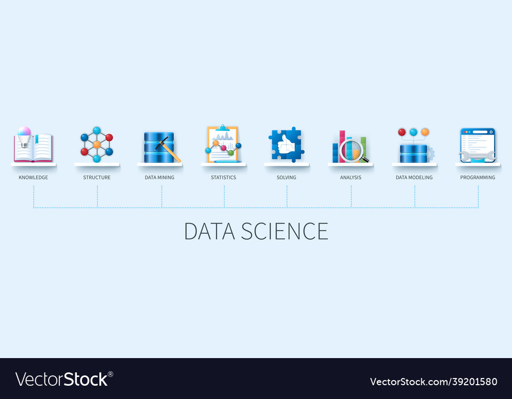 Data science banner with icons knowledge Vector Image Data science banner with icons knowledge Vector Image