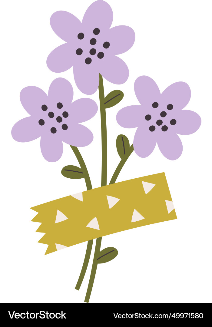 Flowers with washi tape Royalty Free Vector Image