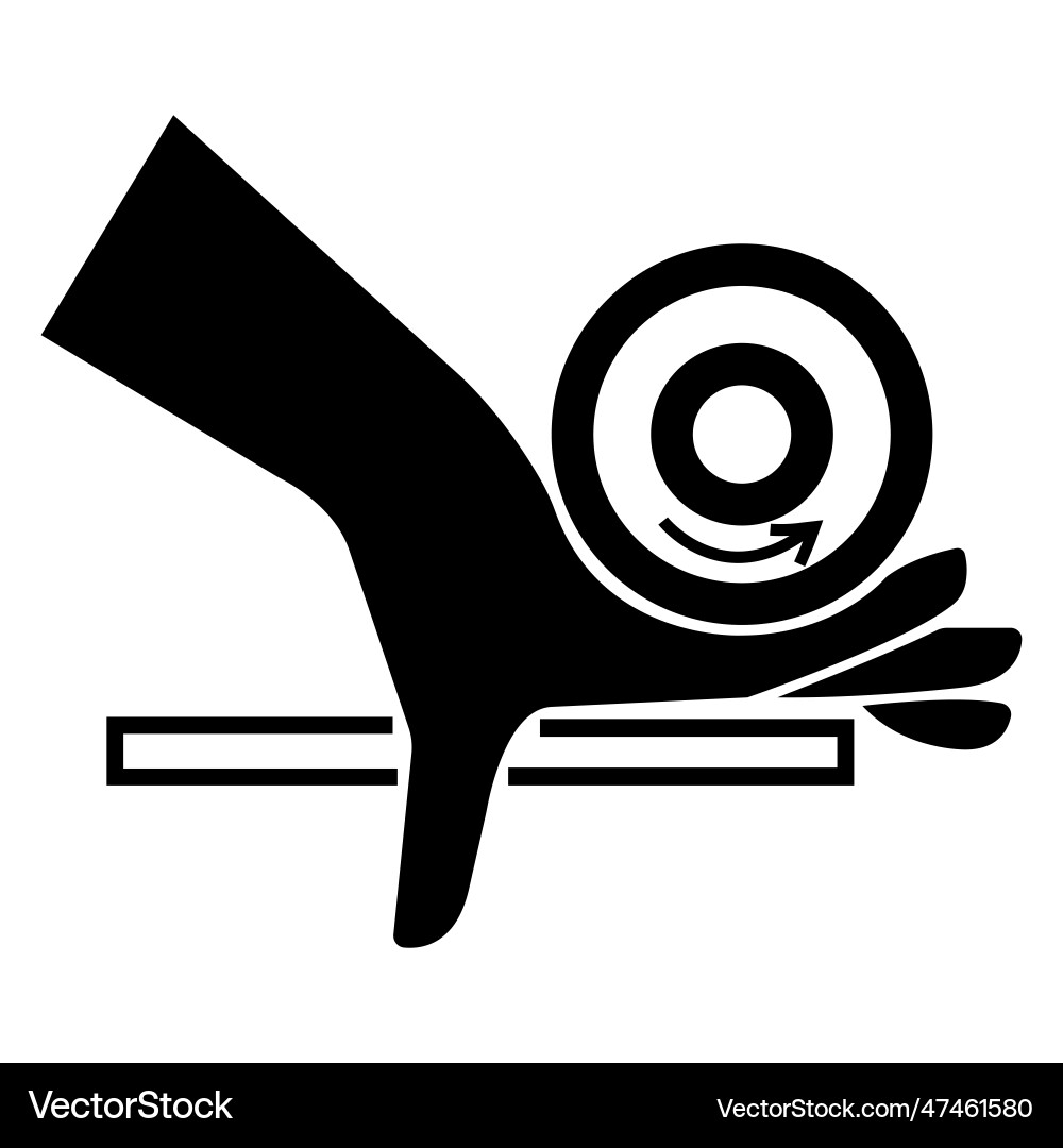 Hand crush roller pinch point symbol sign isolate Vector Image