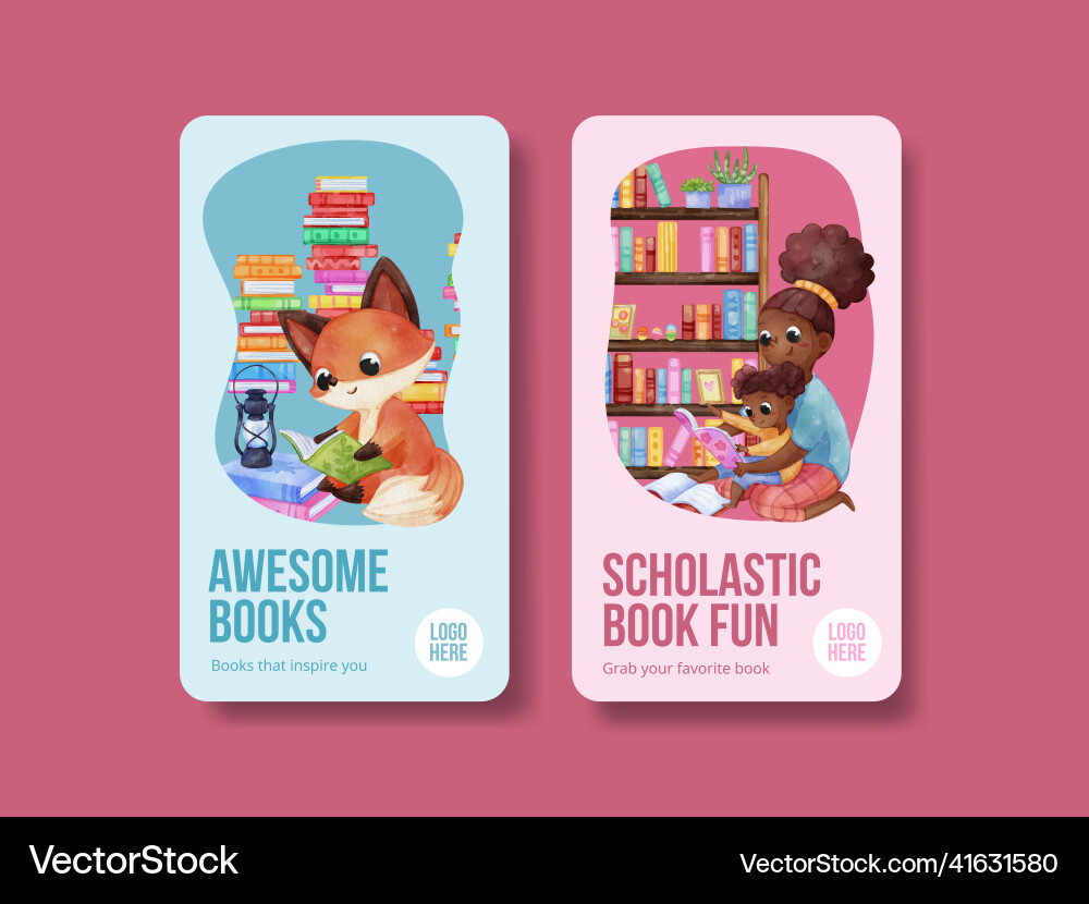 Instagram template with world book day Royalty Free Vector