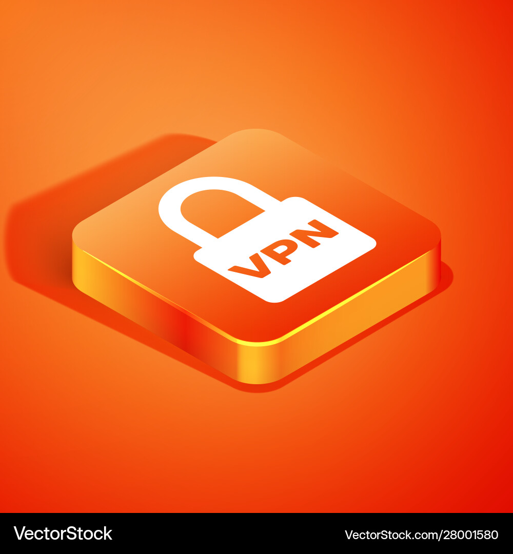 Isometric lock vpn icon isolated on orange Vector Image