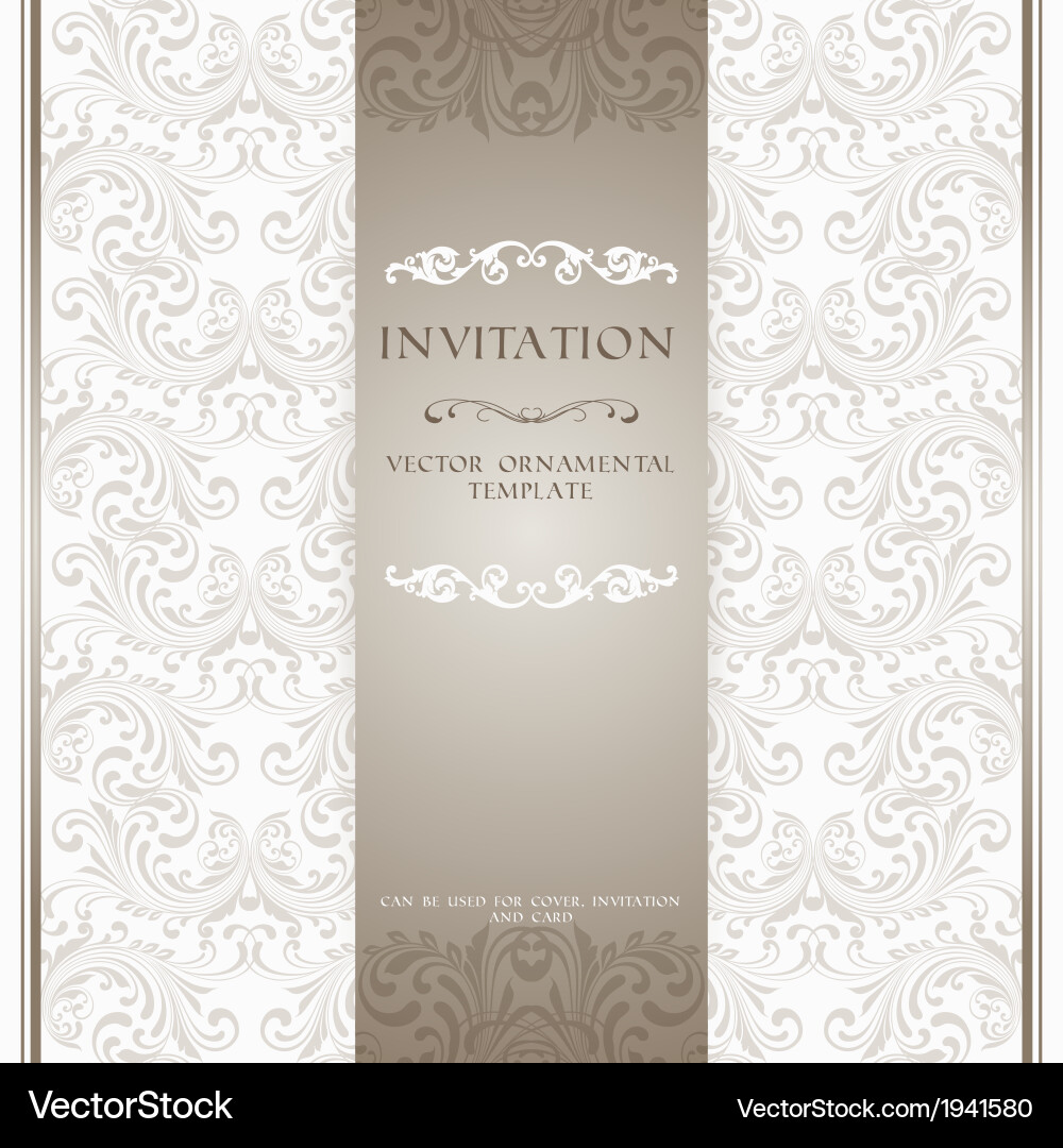 Light beige ornamental invitation card Royalty Free Vector