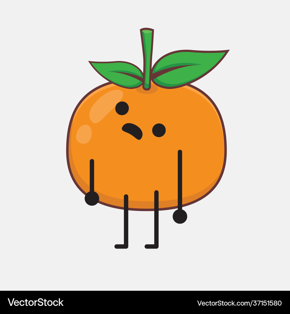 Mandarin orange cute character with simple face Vector Image