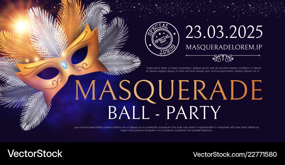 Masquerafe flyer template with gold carnival mask Vector Image