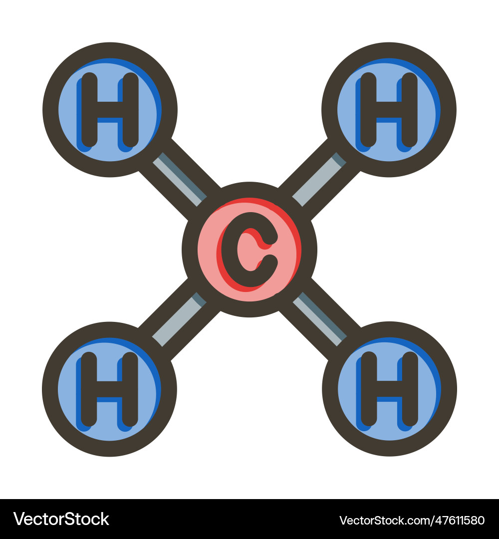 Methane thick line filled colors for personal Vector Image