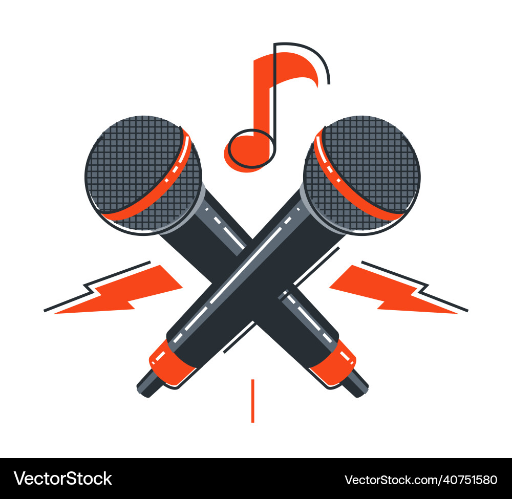 Microphone emblem isolated over white background Vector Image