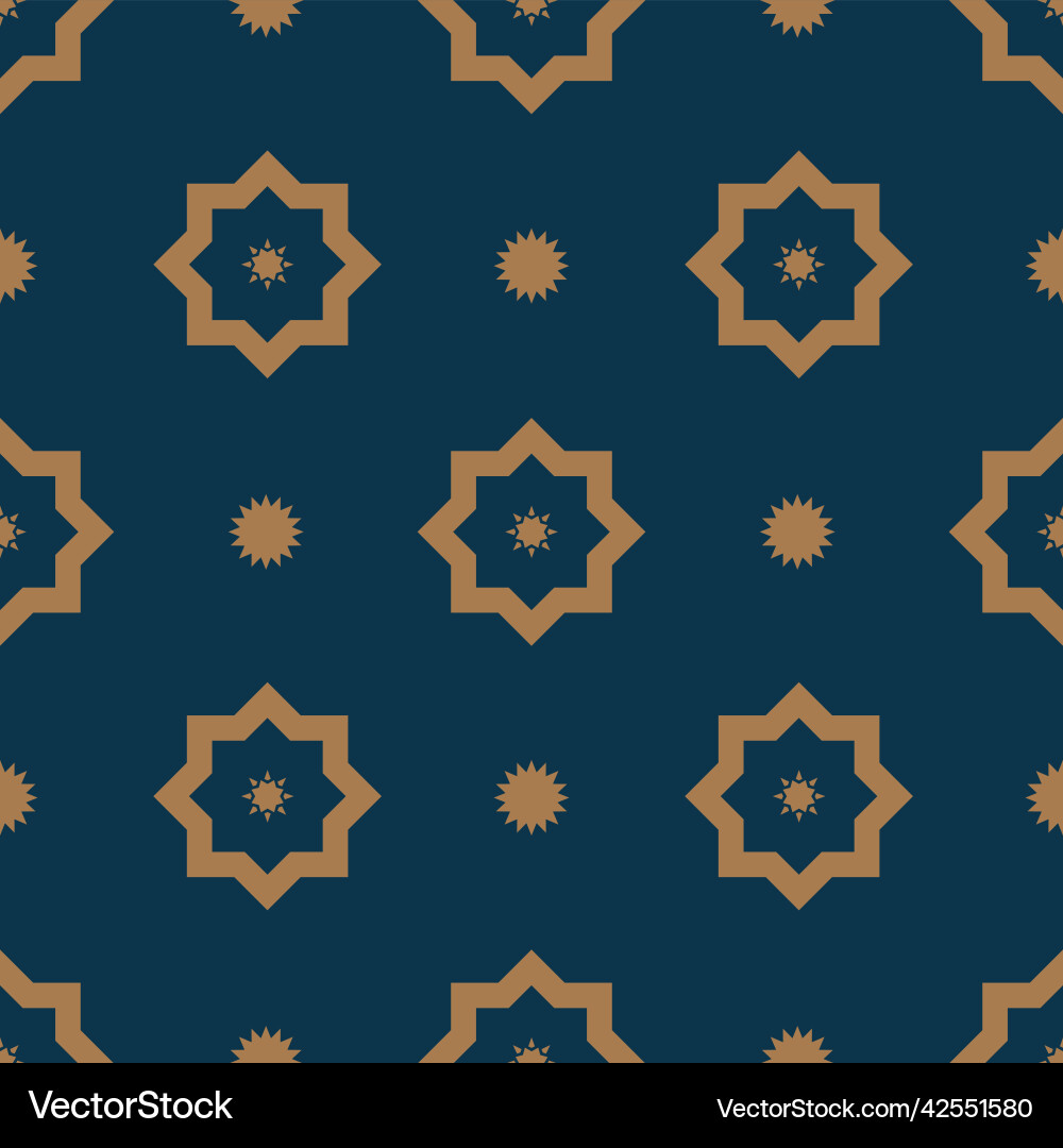 Moroccan mosque pattern in gold and blue color Vector Image