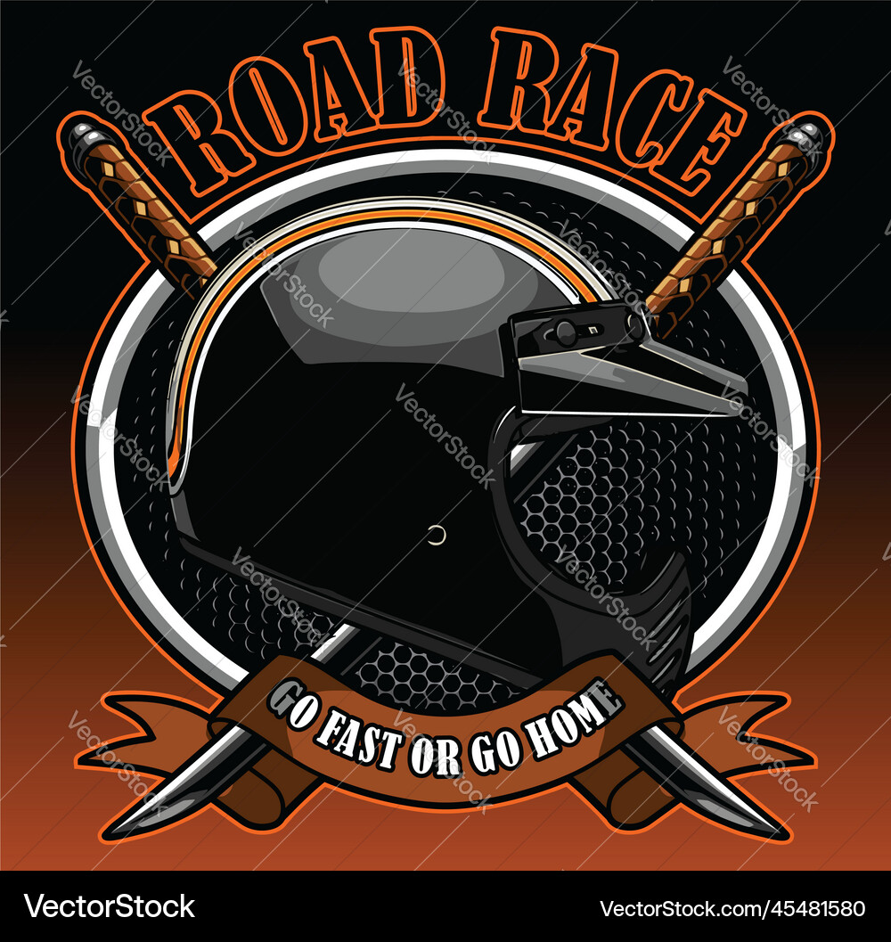 Motorcycle helmet and katana sword template Vector Image