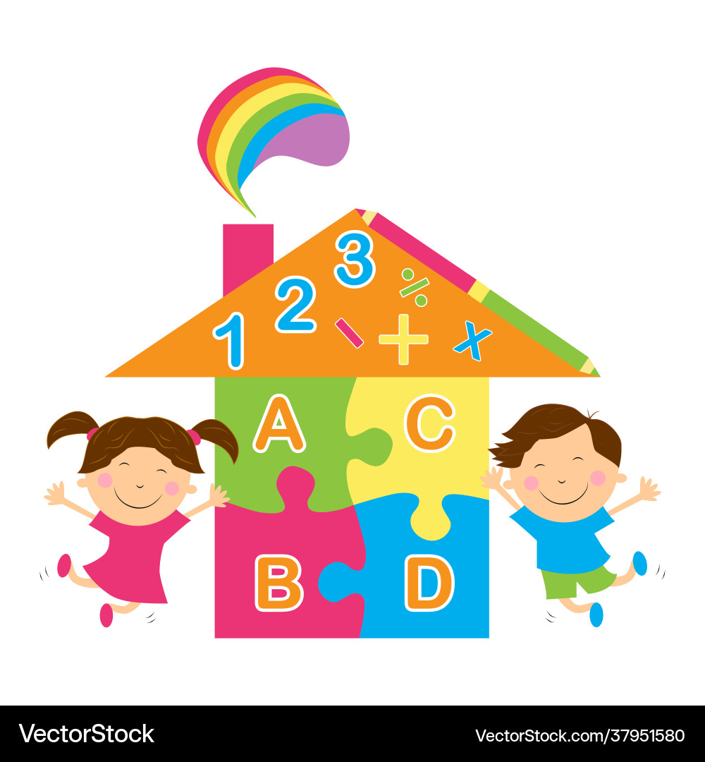 Playgroup preschool kindergarten logo template Vector Image