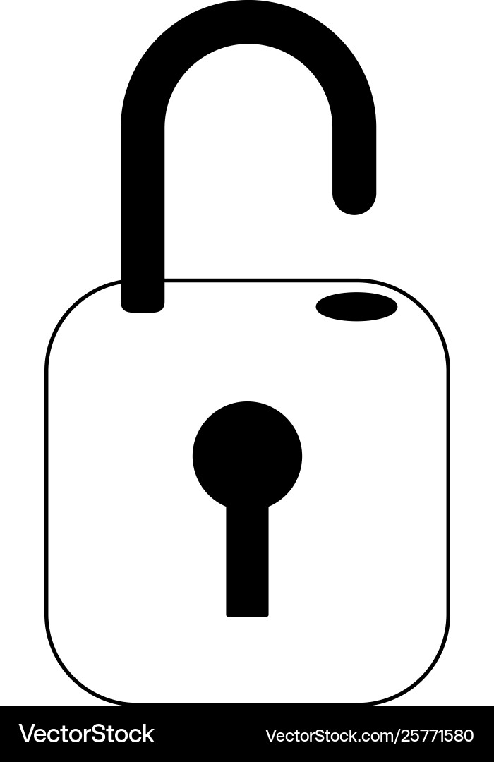 Security padlock unlocked symbol isolated in black