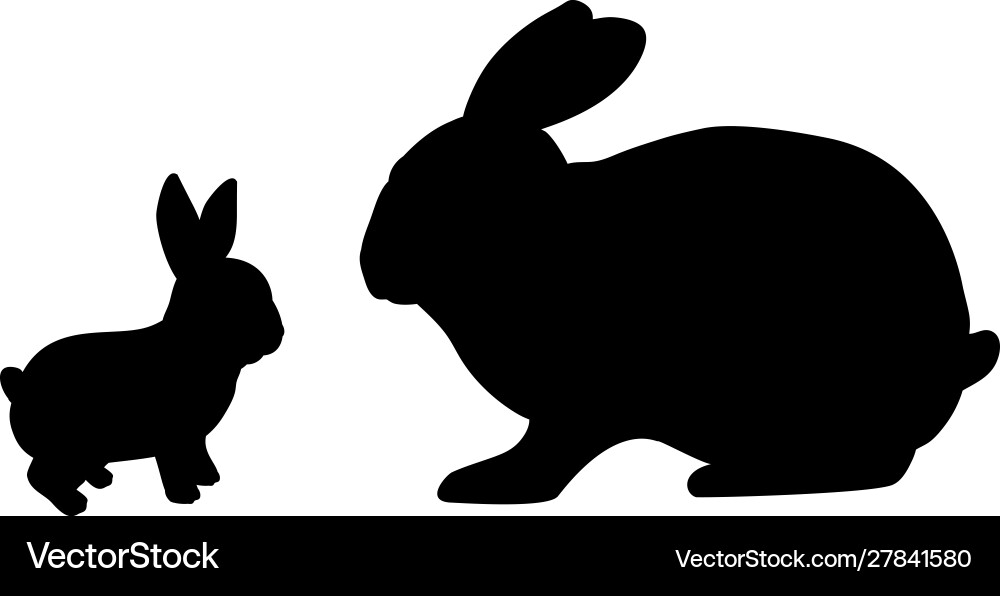 Silhouette rabbit and young little Royalty Free Vector Image
