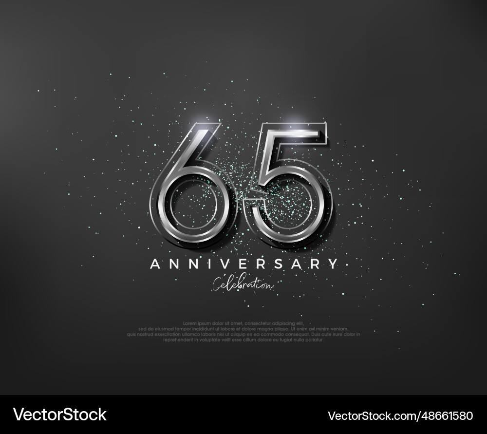 Silver metallic number design premium number 65th Vector Image
