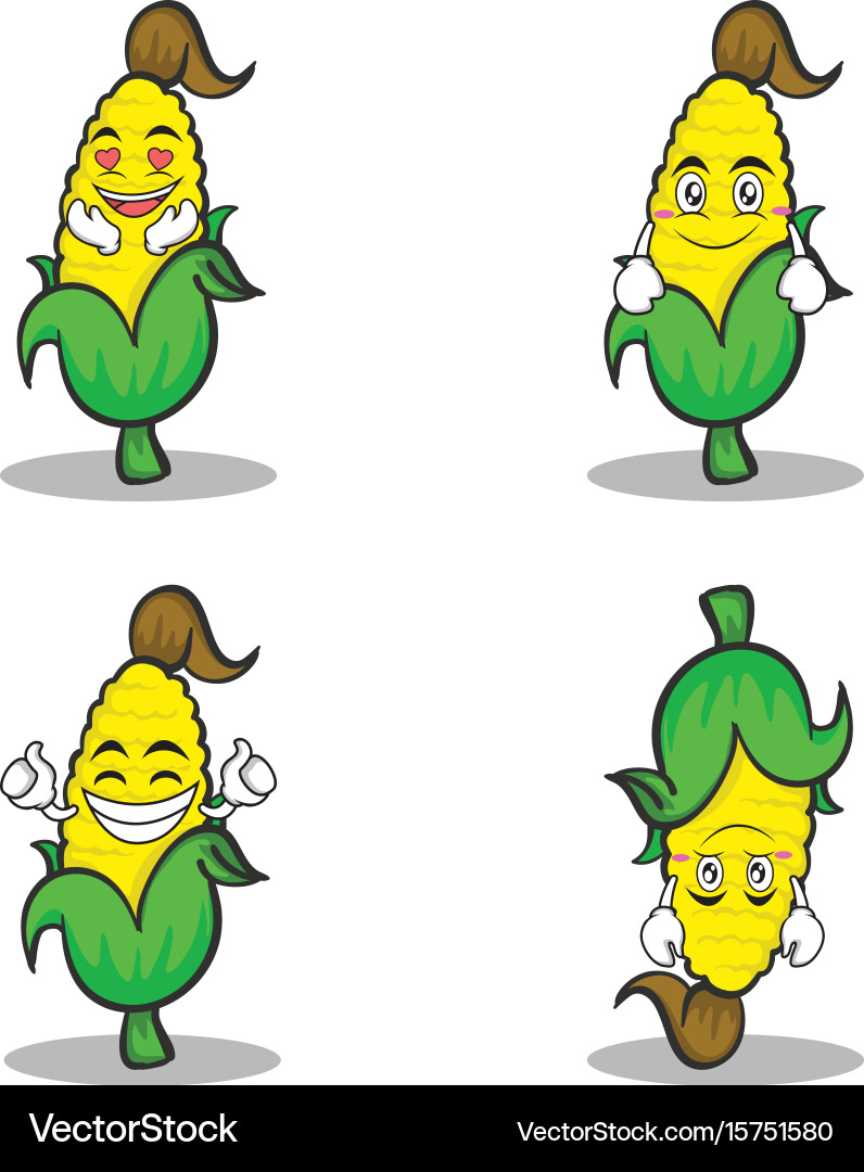 Sweet corn character cartoon set collection Vector Image