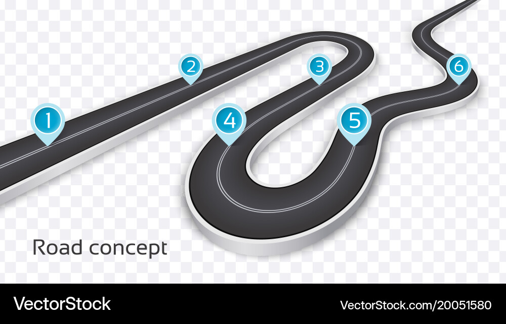 Winding 3d road concept on a transparent Vector Image