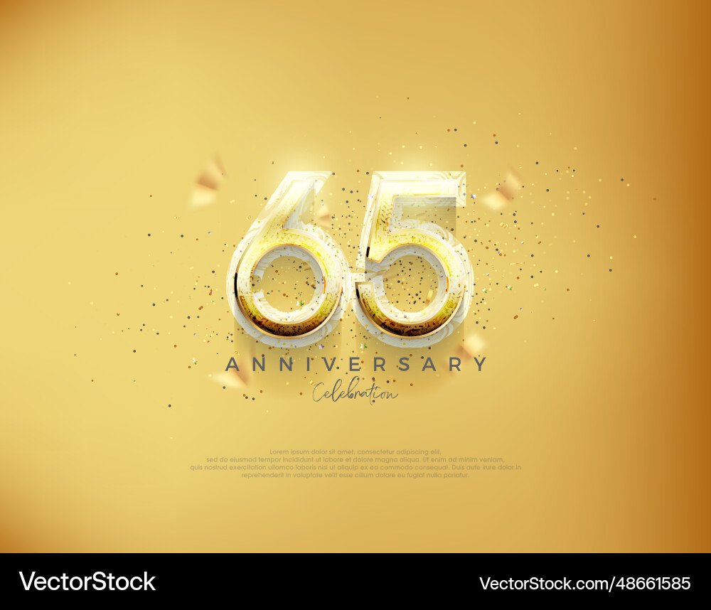 65th anniversary number luxury gold background Vector Image