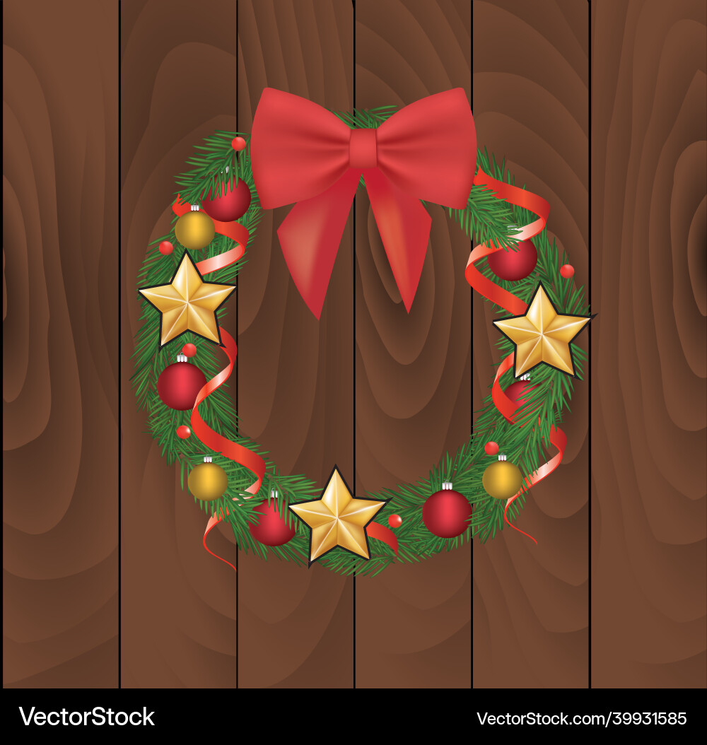 Christmas wreath with red bow Royalty Free Vector Image