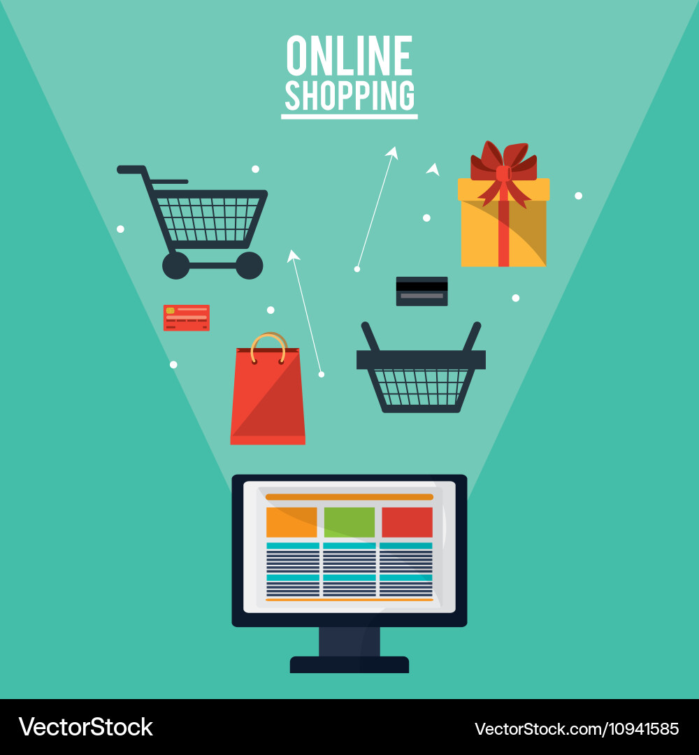 Computer and shopping online design Royalty Free Vector