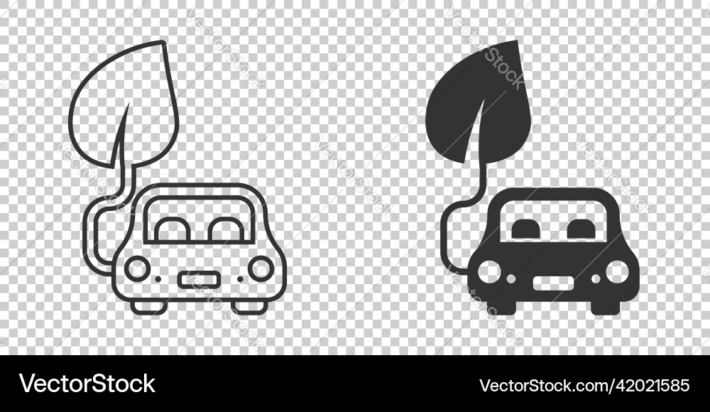 Eco car icon in flat style leaf and auto on white Vector Image