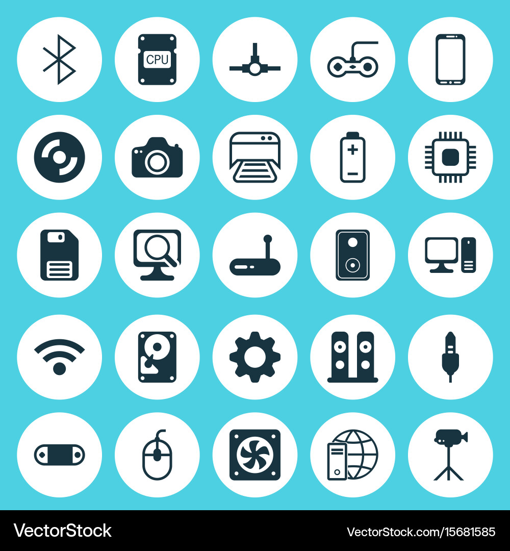 Hardware icons set collection of printed document Vector Image