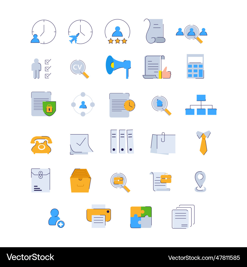 Icon set human resource management office employee