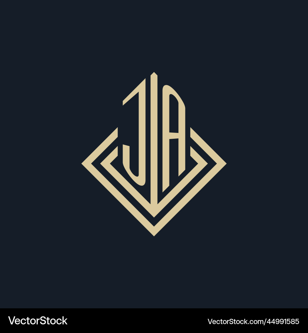 Initials ja logo rhombus lines shape style luxury Vector Image